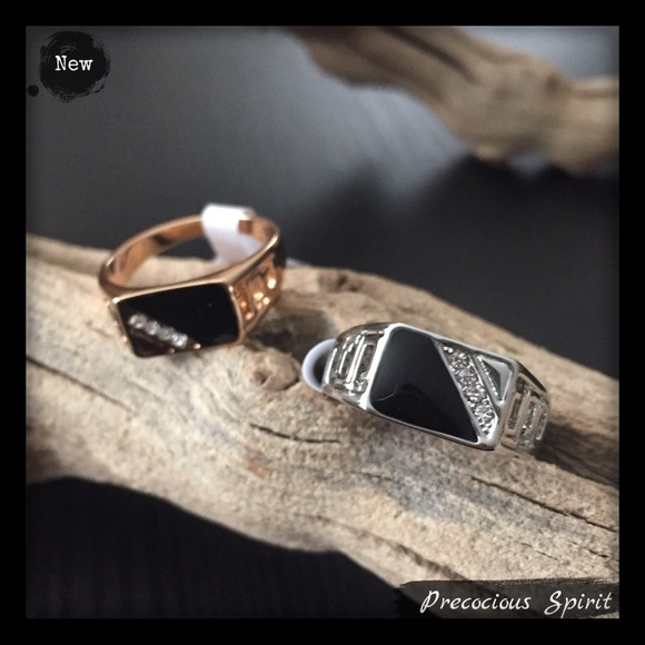 Accessories | Mens Retro Classic Gold Silver Enamel Crystal Ring | Poshmark
